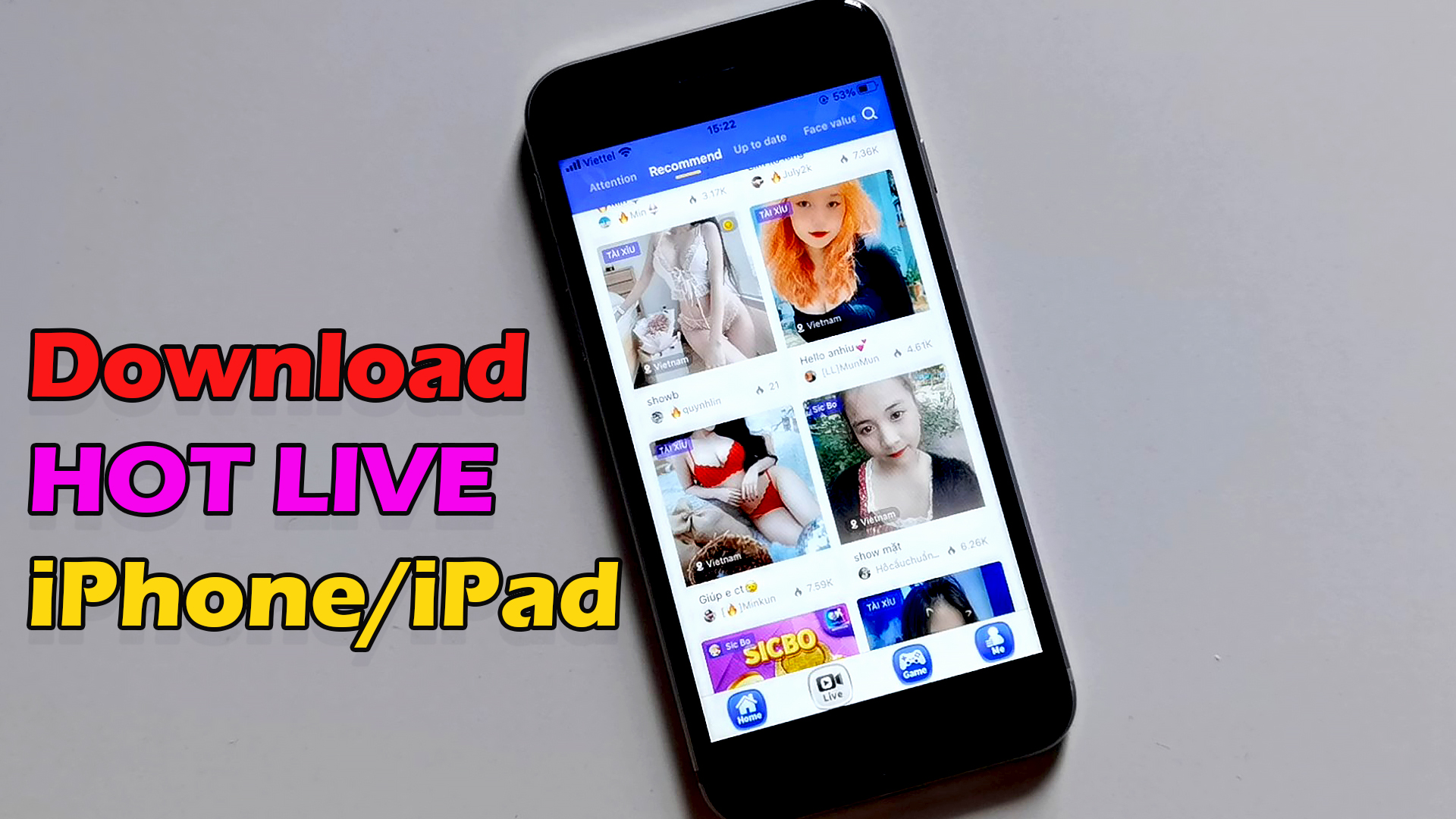 Download "HOTLive" Live Stream App on iPhone Full VIP