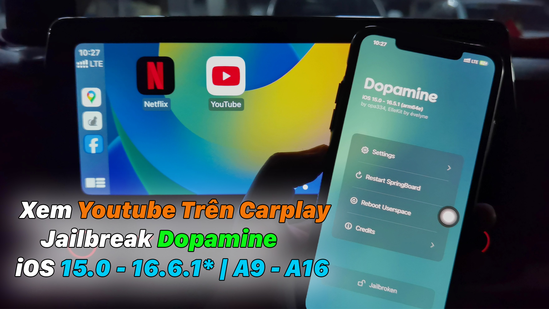 Xem Youtube Trên Carplay iPhone 6S đến 14 Pro Max | iOS 15.0 - 16.6.1 | A9 - A16