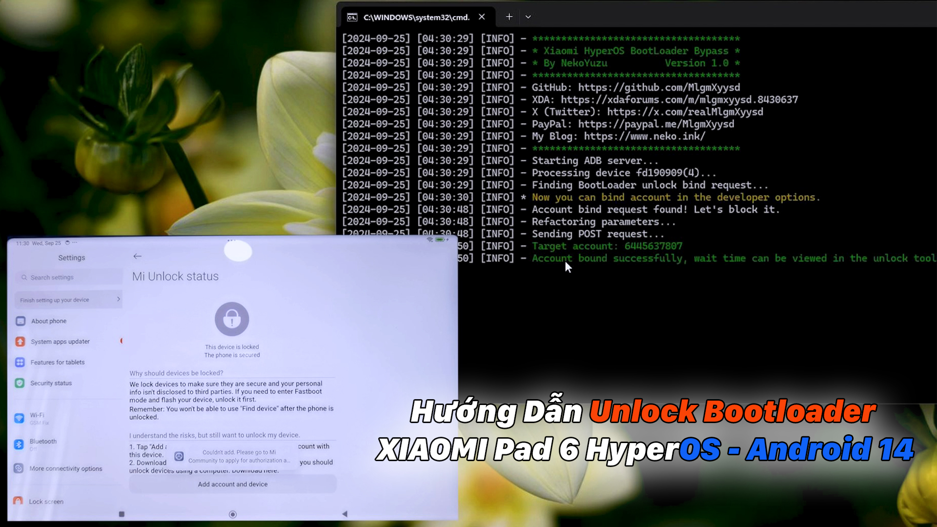 Hướng Dẫn Unlock Bootloader XIAOMI Pad 6 HyperOS - Android 14