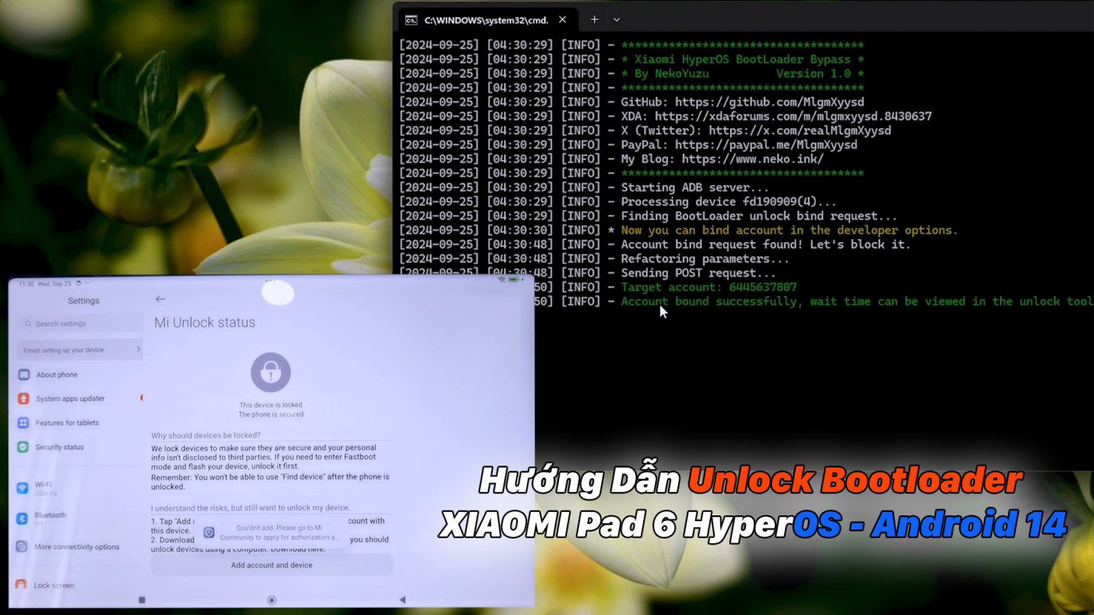 Hướng Dẫn Unlock Bootloader XIAOMI Pad 6 HyperOS - Android 14