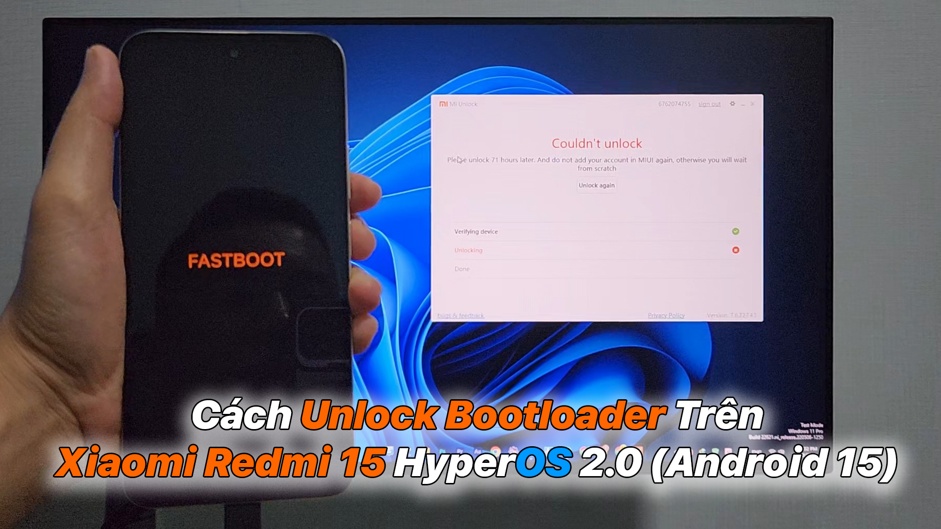 Cách Unlock Bootloader Trên Xiaomi Redmi 15 HyperOS 2.0 (Android 15)